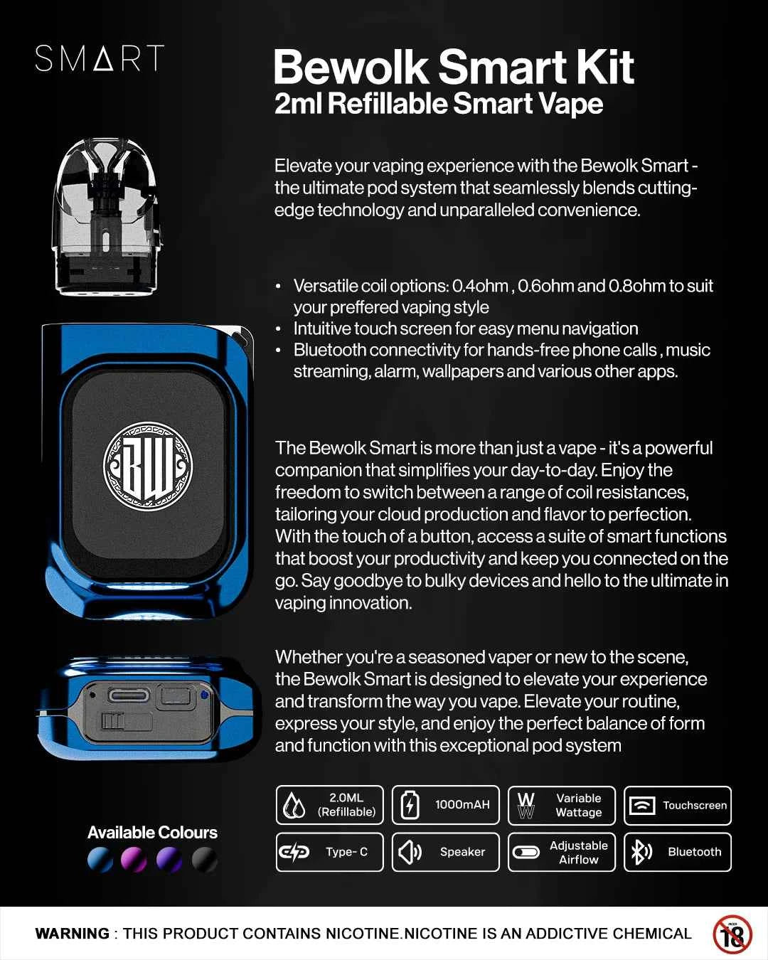 Bewolk Smart Pod Kit R450 | Krem Vape Studio